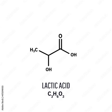 Lactic Acid Molecular Structure Lactic Acid Skeletal Chemical Formula Vector Illustration