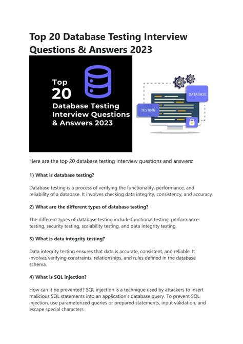 Ppt Top 20 Database Testing Interview Questions Powerpoint