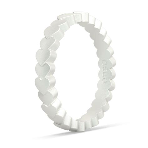 Heart Stackable Silicone Ring Metallic Pearl Enso Rings