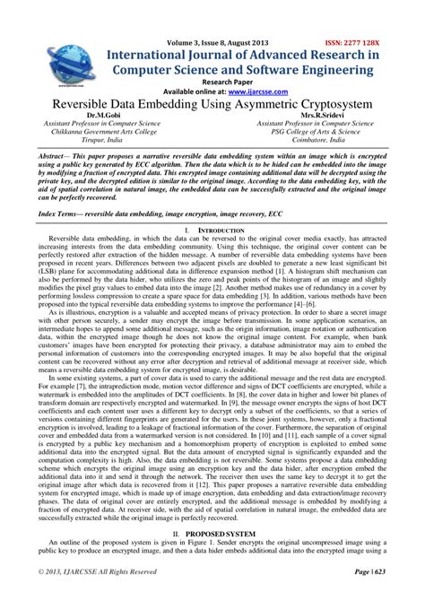 Pdf Reversible Data Embedding Using Asymmetric Cryptosystem