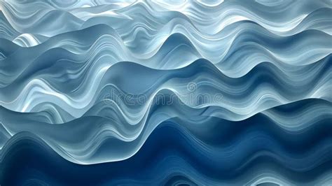Abstract Blue And White Wave Pattern Digital Illustration Modern Art And Design Concept Stock