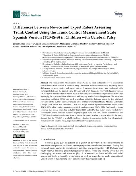Pdf Differences Between Novice And Expert Raters Assessing Trunk Control Using The Trunk