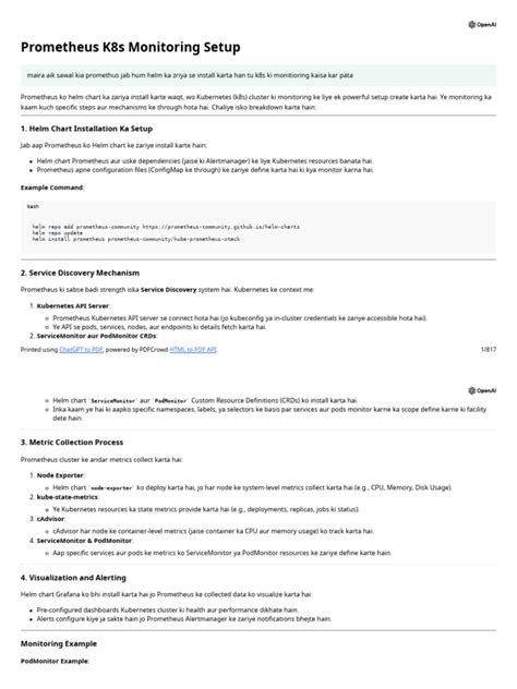Prometheus K8s Monitoring Setup Pdf Computing Information Technology