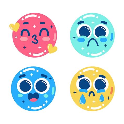 화려하고 귀여운 웃는 얼굴 컬렉션 무료 벡터