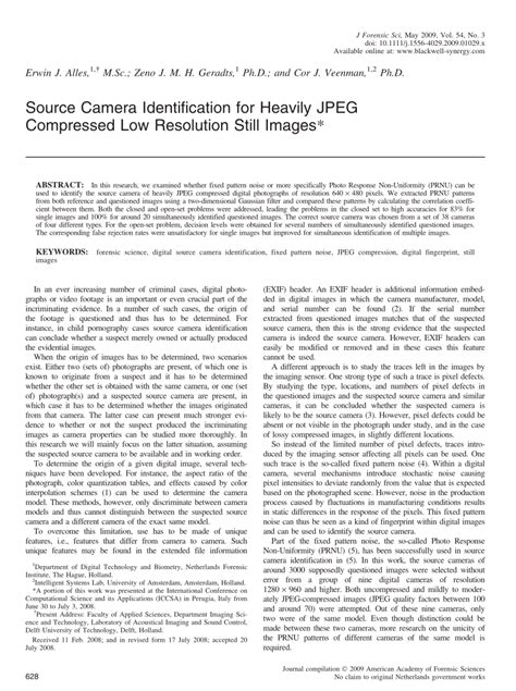 Pdf Source Camera Identification For Heavily Jpeg Compressed Low