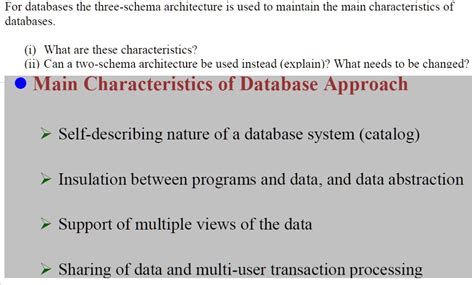 Solved For Databases The Three Schema Architecture Is Used To