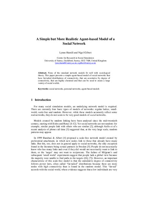 pdf a simple but more realistic agent based model of a social network