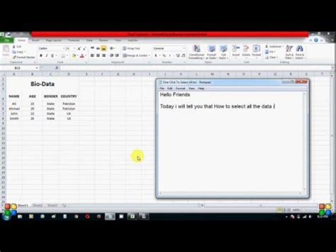 How To Select Complete Data In MS Excel By Using Single Click Just 4 MazZa