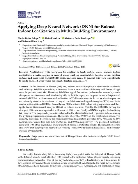 Applied Sciences Applying Deep Neural Network Dnn For Robust Indoor Localization In Multi