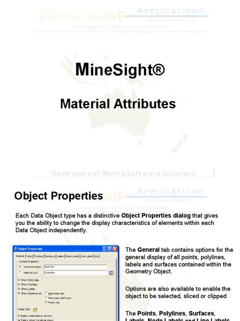 Minesight Material Attributes Pdf Object Computer Science Geometry