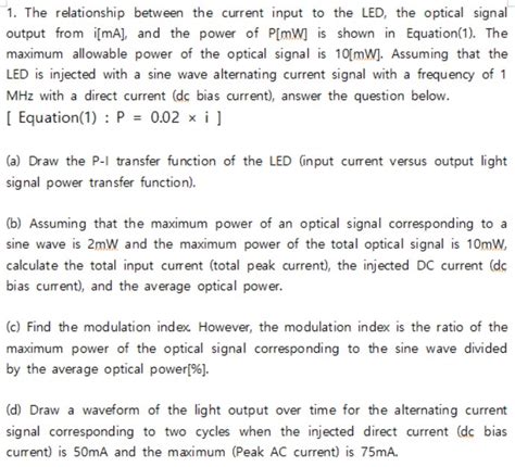 Solved The Relationship Between The Current Input To The Chegg Com