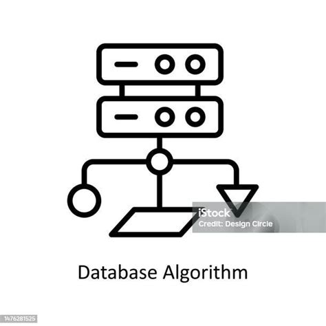 Ilustrasi Desain Ikon Garis Besar Vektor Algoritma Database Simbol Data