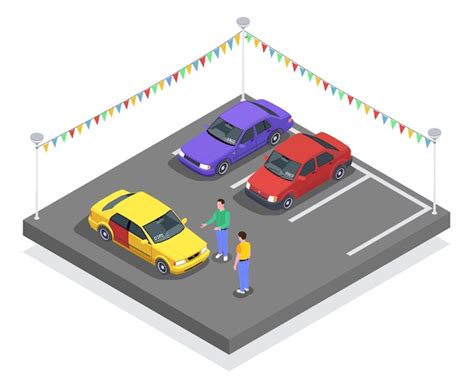 premium vector car ownership usage isometric composition with cars at