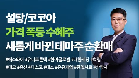 주식 20230914 새롭게 바뀐 테마주 순환매 패턴에스와이 유니트론텍 한미글로벌 대한제당 희림 대모 유신
