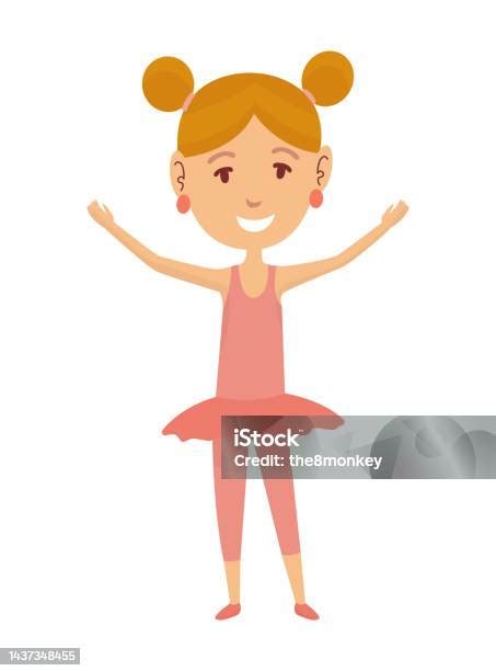 어린이 직업 발레리나 전문 유니폼을 입은 만화 젊은이 귀여운 어린이 직업 벡터 일러스트 레이 션입니다 직업 정장을 입은 소녀 캐릭터 가공의 인물에 대한 스톡 벡터 아트 및