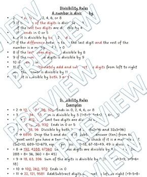 Divisibility Rules By Structuring My Sanity TPT