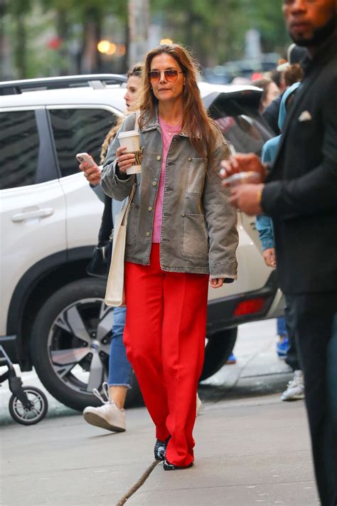 Katie Holmes In Red Hot Coffee Mode 10 17 2024 • Celebmafia