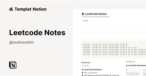 Templat Leetcode Notes Notion Marketplace