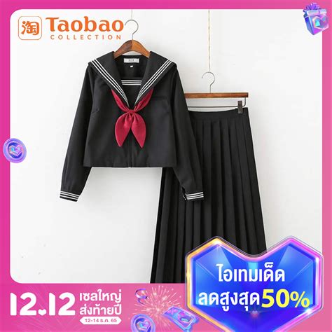 ชุดยูนิฟอร์มแองเจิล Jk กระโปรงสั้นชุดกะลาสีสามชิ้นโลลิต้าคอปกคันไซสีดำออร์โธดอกซ์ชุดกะลาสีสไตล์