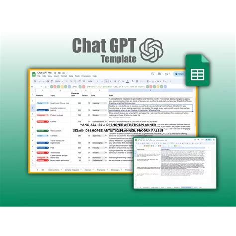 Jual Chat Gpt Template Spreadsheet With Built In Chatgpt By Openai Language Translation