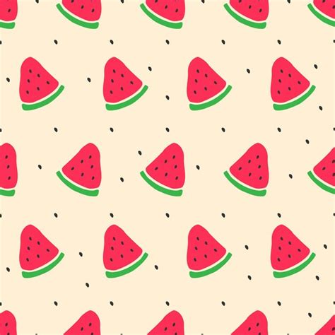 Premium Vector Seamless Watermelons Pattern Vector Background Flat Design