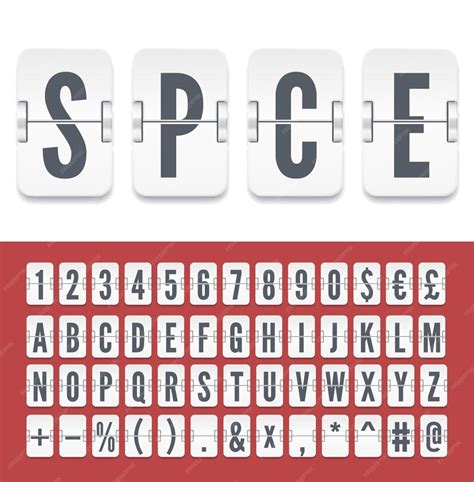 비행 목적지 정보 벡터 일러스트 레이 션에 대 한 공간 좁은 공항 터미널 기계적 점수 판 글꼴을 여는 흰색 레트로 항공사 플립 보드 알파벳 출발 프리미엄 벡터