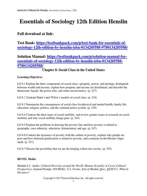 Essentials Of Sociology 12th Edition Henslin Solutions Manual Download