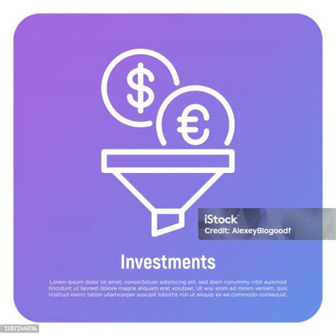 투자 달러와 유로의 동전은 유입 경로에 떨어지는 얇은 선 아이콘입니다 자금 전환 금융 흐름최적화 벡터 그림입니다 가격에 대한 스톡 벡터 아트 및 기타 이미지 Istock