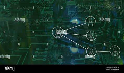 Image Of Mathematical Equations And Network Of Profile Icons Over Microprocessor Connections