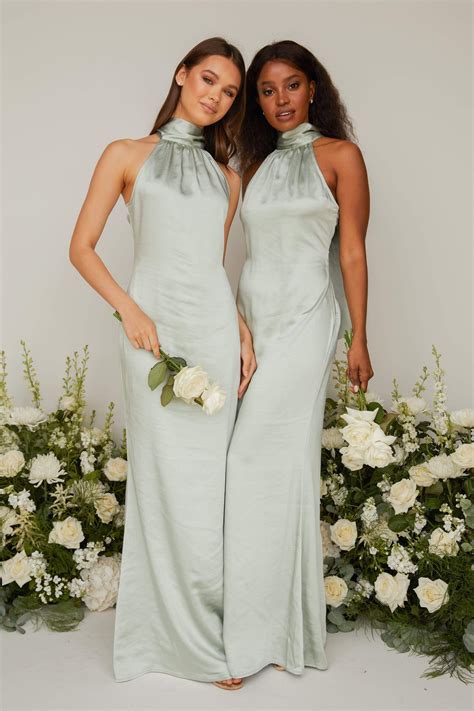 Odelle Maxi Bridesmaid Dress Matte Sage Silk Bridesmaid Dresses