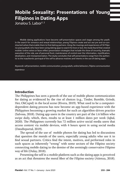 Mobile Sexuality Presentations Of Babe Filipinos In Dating Apps Bachelor Of Science In Civil