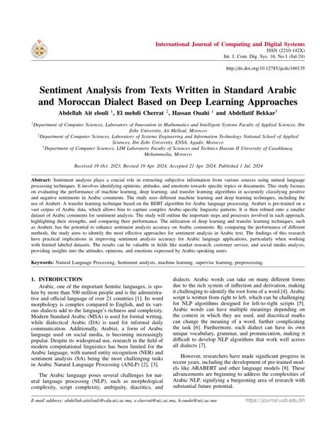 Pdf Sentiment Analysis From Texts Written In Standard Arabic And Moroccan Dialect Based On
