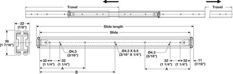 Two Way Side Mounted Travel Slide Accuride 0363 Full Extension In