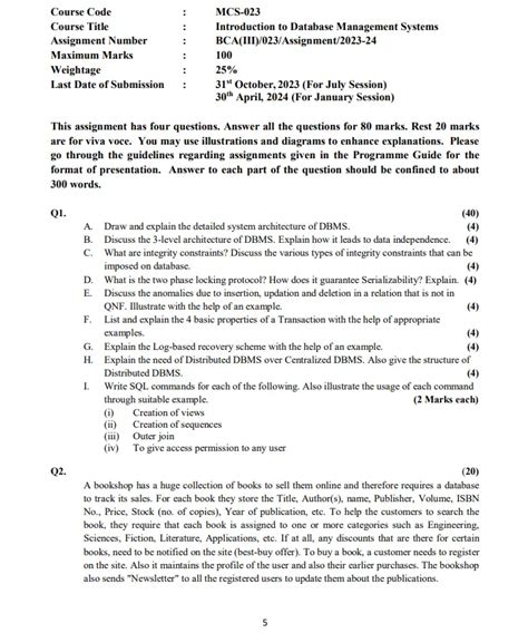 mcs 023 introduction to database management systems solved assignment