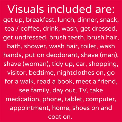 Visual Timetable For Adults Create Visual Aids Ltd