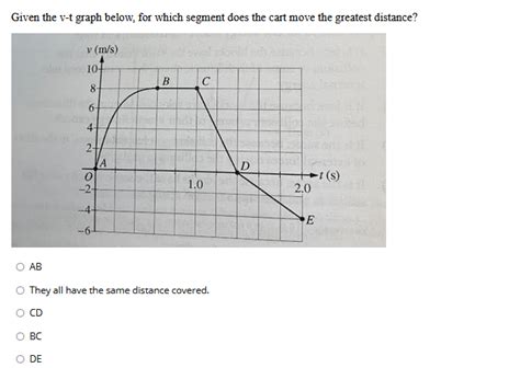 Solved Given The V T Graph Below For Which Segment Does The Chegg Com