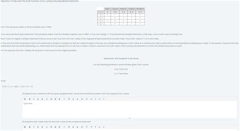 Solved Objective To Help Learn The Truth Functions Of Any Chegg Com
