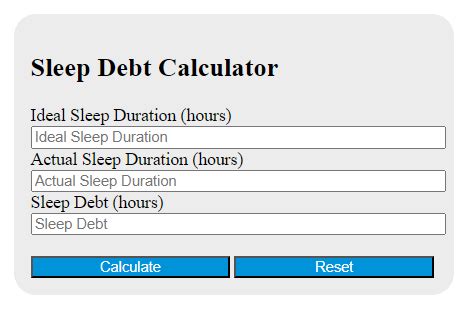 Sleep Debt Calculator Calculator Academy