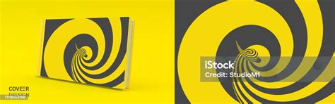 커버 디자인 템플릿 착시와 검은 색과 노란색 패턴 플래카드 배너 책 표지 브로셔 플래너 또는 노트북에 적용됩니다 3d 벡터 그림입니다 3차원 형태에 대한 스톡 벡터 아트 및