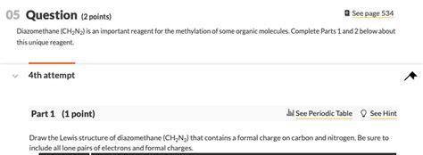Solved 05 Question 2 Points See Page 534 Diazomethane Ch2n2 Is An 1 Answer