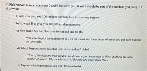 Solved 4 Pick Random Numbers Between 0 And 9 Inclusive Chegg