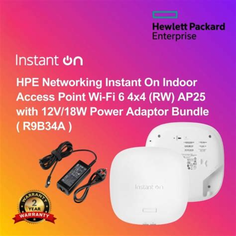 hpe networking instant on indoor access point wi‑fi 6 4x4 rw ap25