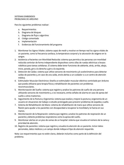 Problemas De Arduino Sistemas Embebidos Pdf Factores Humanos Y