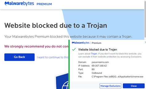 trojan found website blocking malwarebytes forums