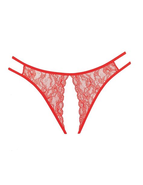 String Rouge Ouvert En Dentelle Et R Sille A R Allure String