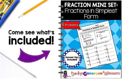Fractions In Simplest Form GCF Worksheet Simplifying Fractions