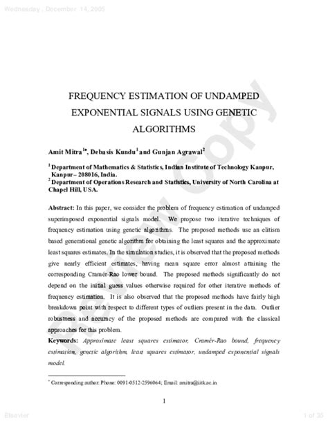 Pdf Frequency Estimation Of Undamped Exponential Signals Using