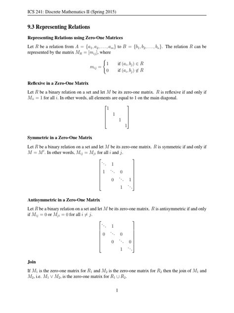 9 3 Representing Relations 1 2 M 1 2 N R Ij Pdf Vertex Graph Theory Matrix Mathematics