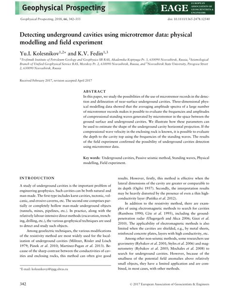 Pdf Detecting Underground Cavities Using Microtremor Data Physical