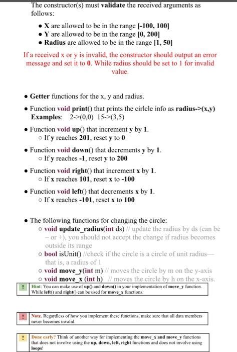 Solved Ex 1 Class Circle 70 Points Implement A Class